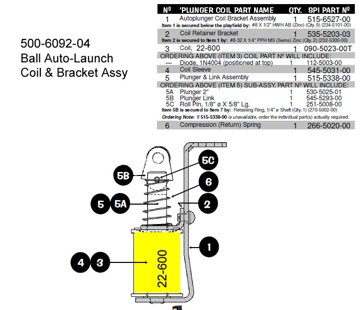 Action Pinball - 500-6092-04 - Ball Auto-Launch Coil and Bracket ...